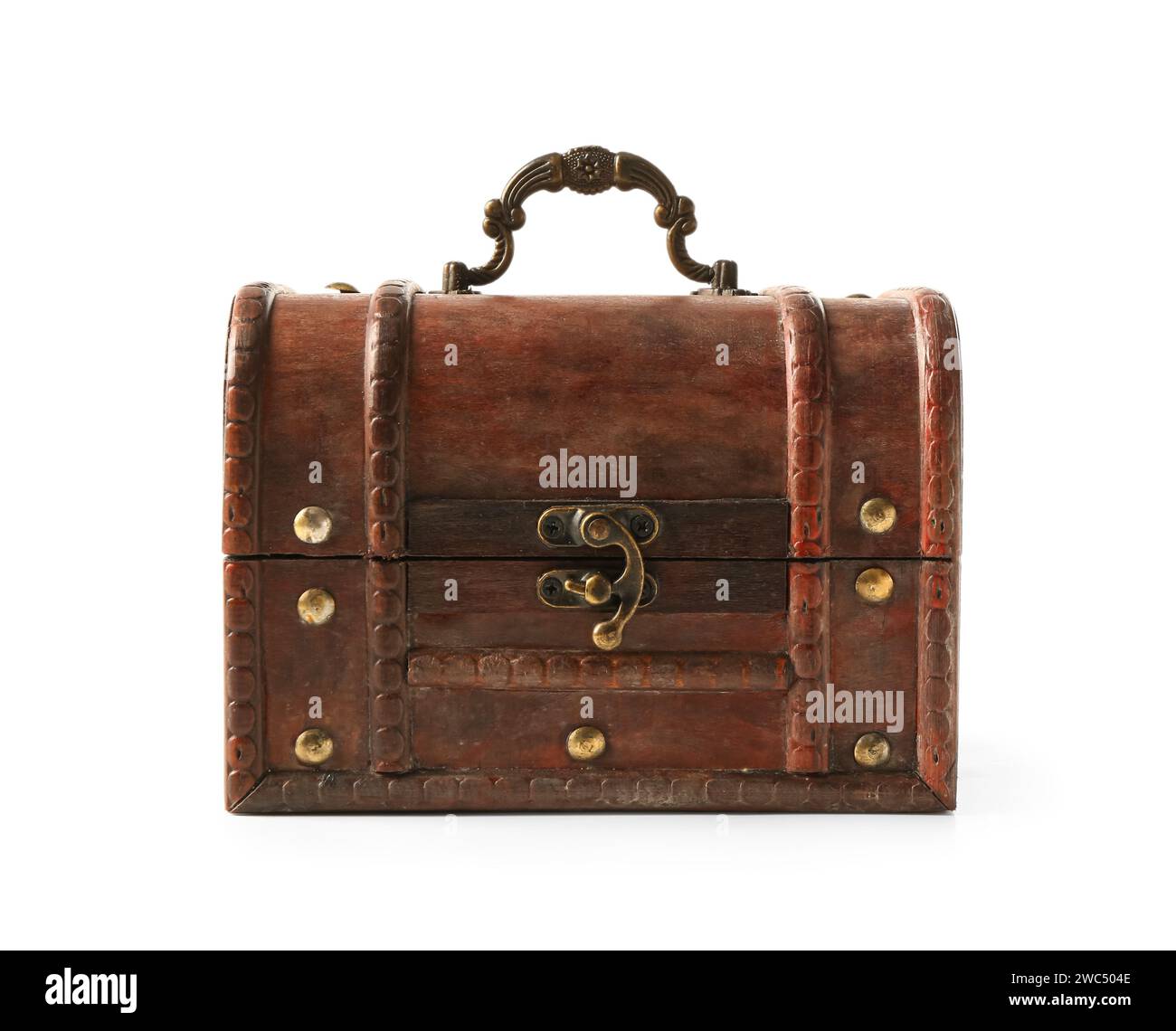 Old chest with treasures isolated on white background Stock Photo - Alamy