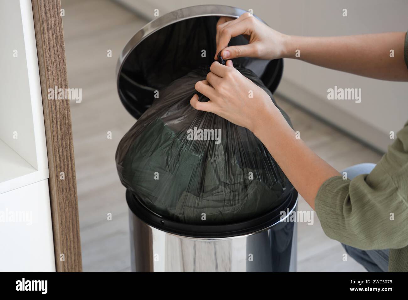 Closeup metallic garbage bin hi-res stock photography and images - Alamy