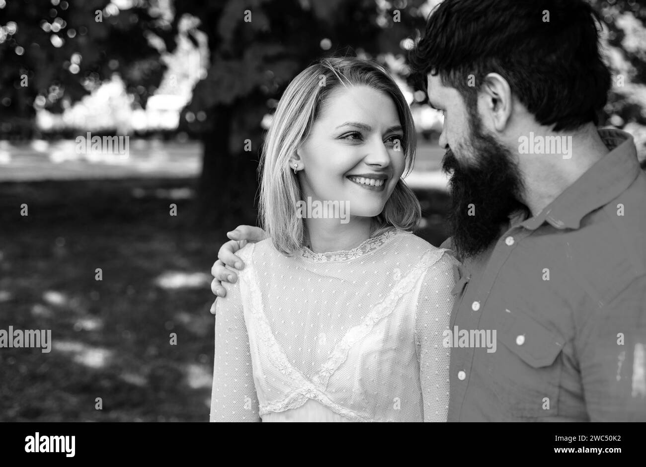 Attractive young couple flirting Black and White Stock Photos & Images ...