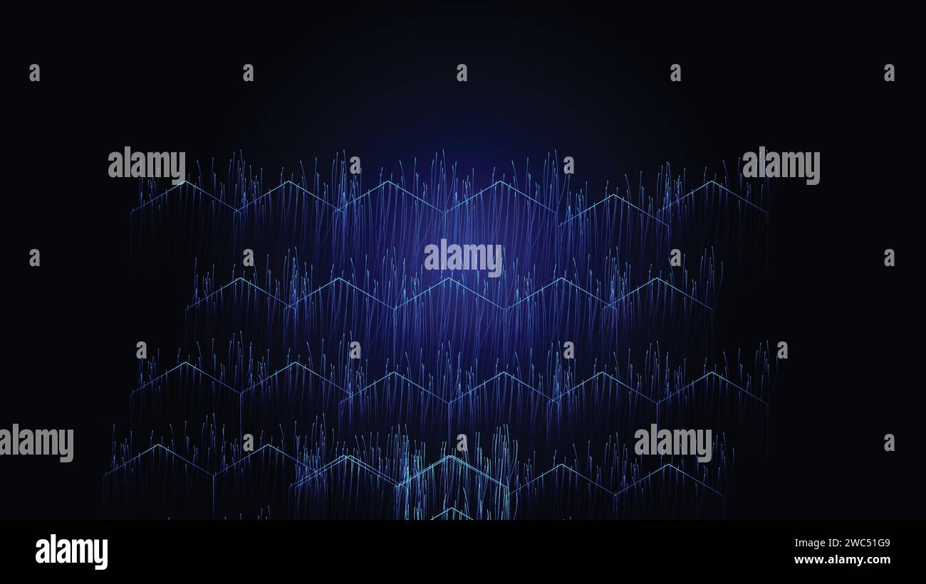 Abstract Futuristic Hexagons On A Dark Blue Background For Network Connection Computer And