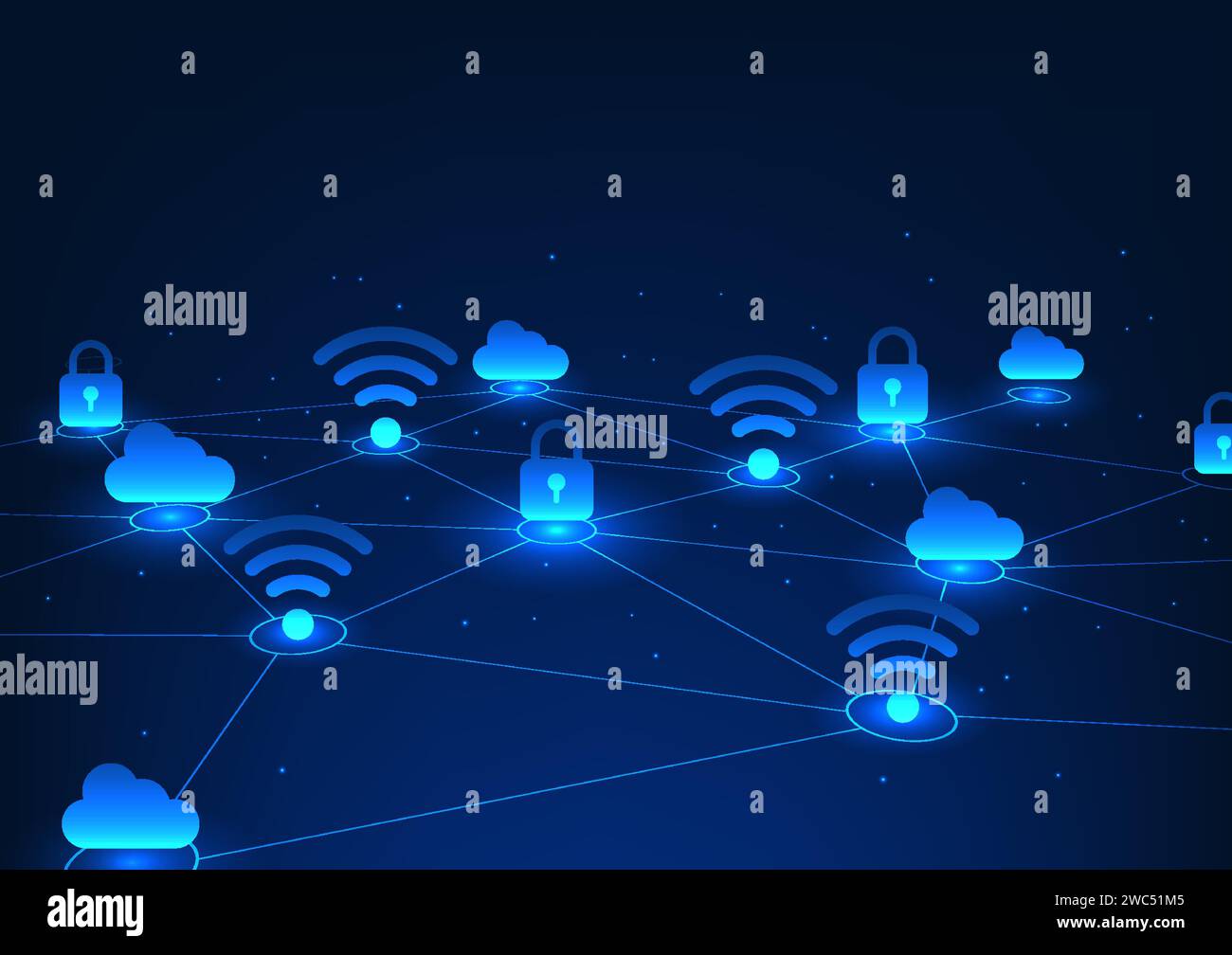 Technology background, connected geometric lines With WiFi icon and ...