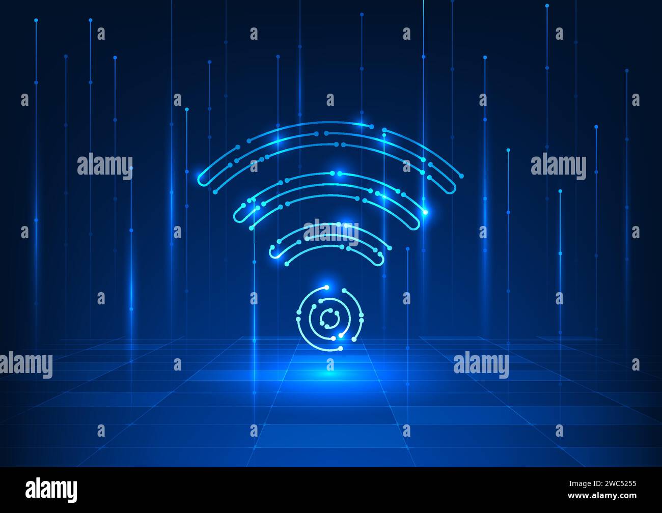 Wi-Fi technology background, Wi-Fi icons are technology circuit lines ...