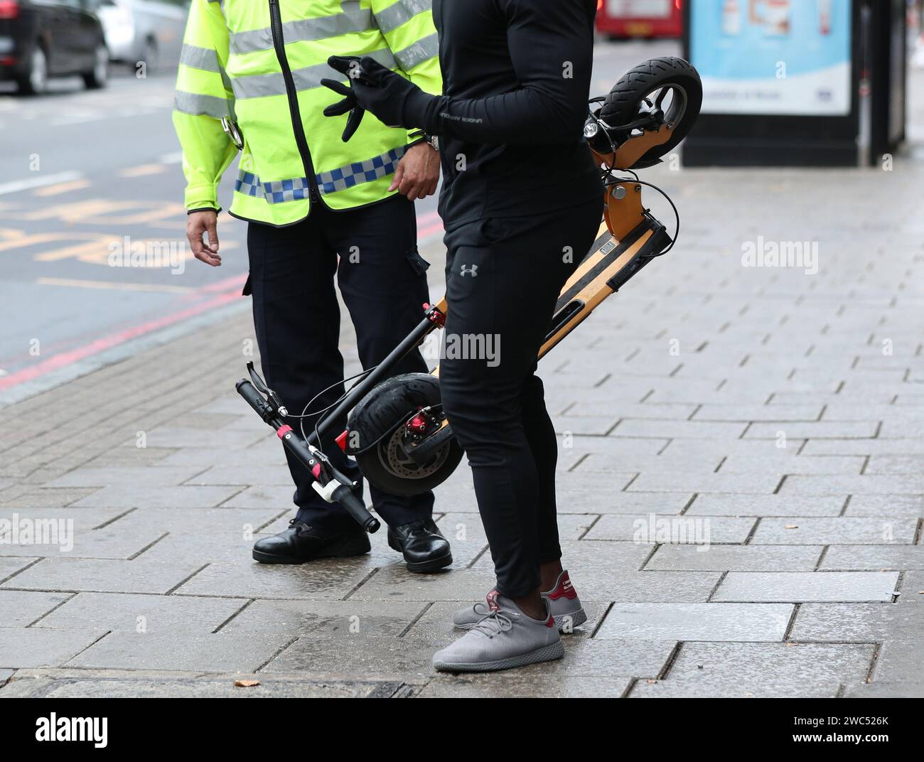File Photo Dated 26 07 19 Of An E Scooter Rider Being Stopped By A