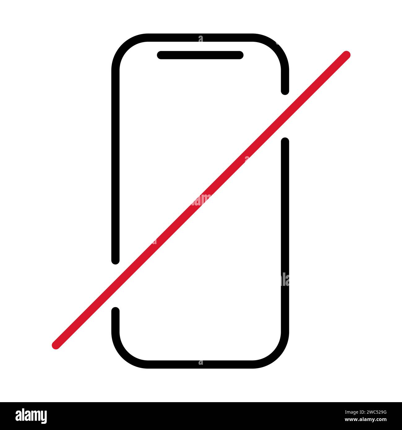Mobile forbidden icon, no use phone sign, ban smartphone label vector ...