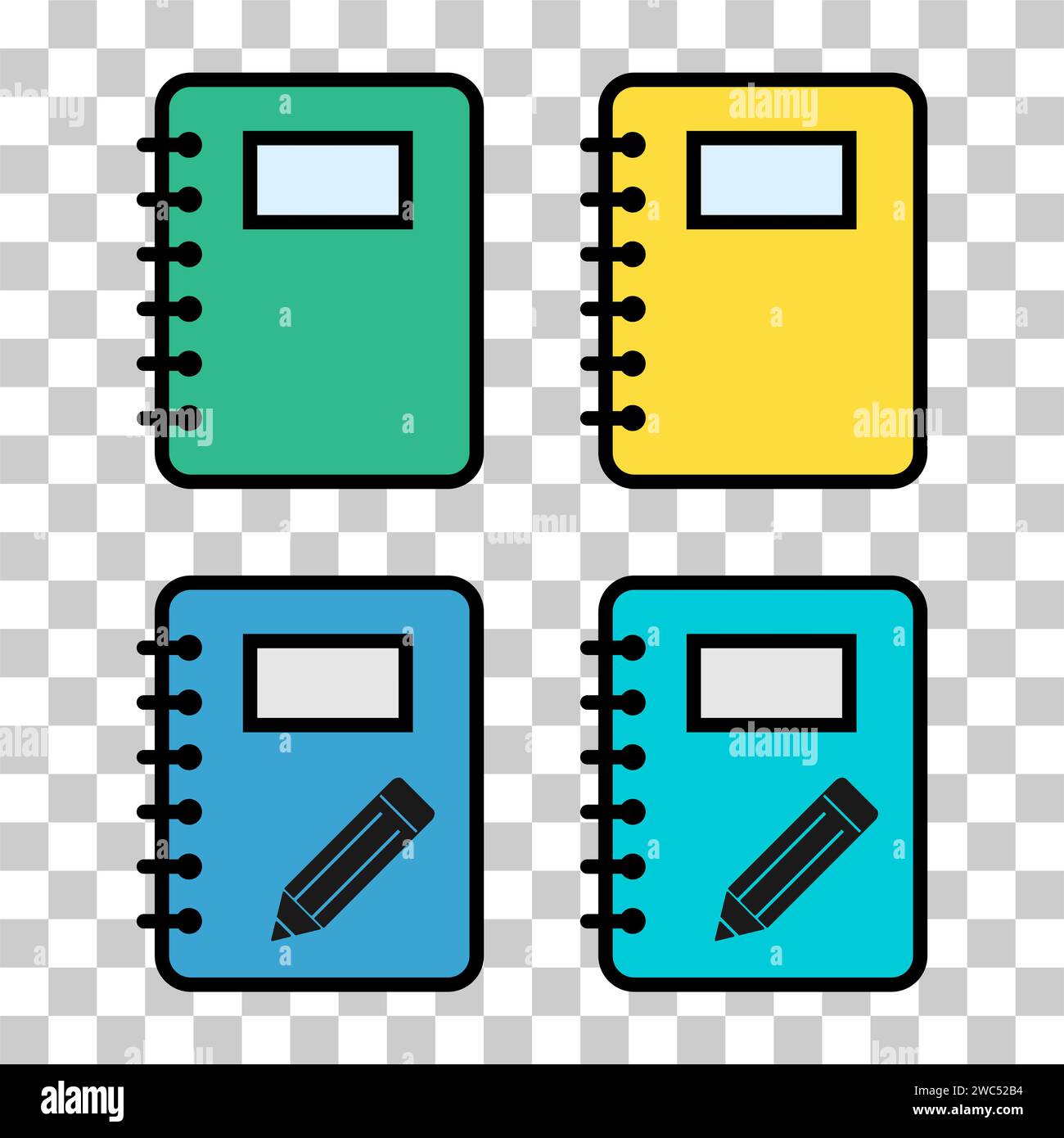 Set of Spiral notebook icon, paper blank page symbol, note web vector ...