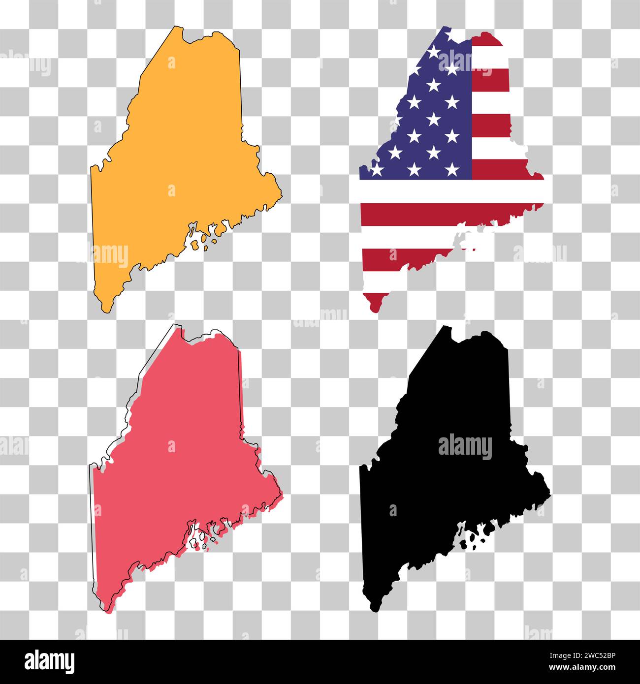 Set of Maine map, united states of america. Flat concept icon vector ...