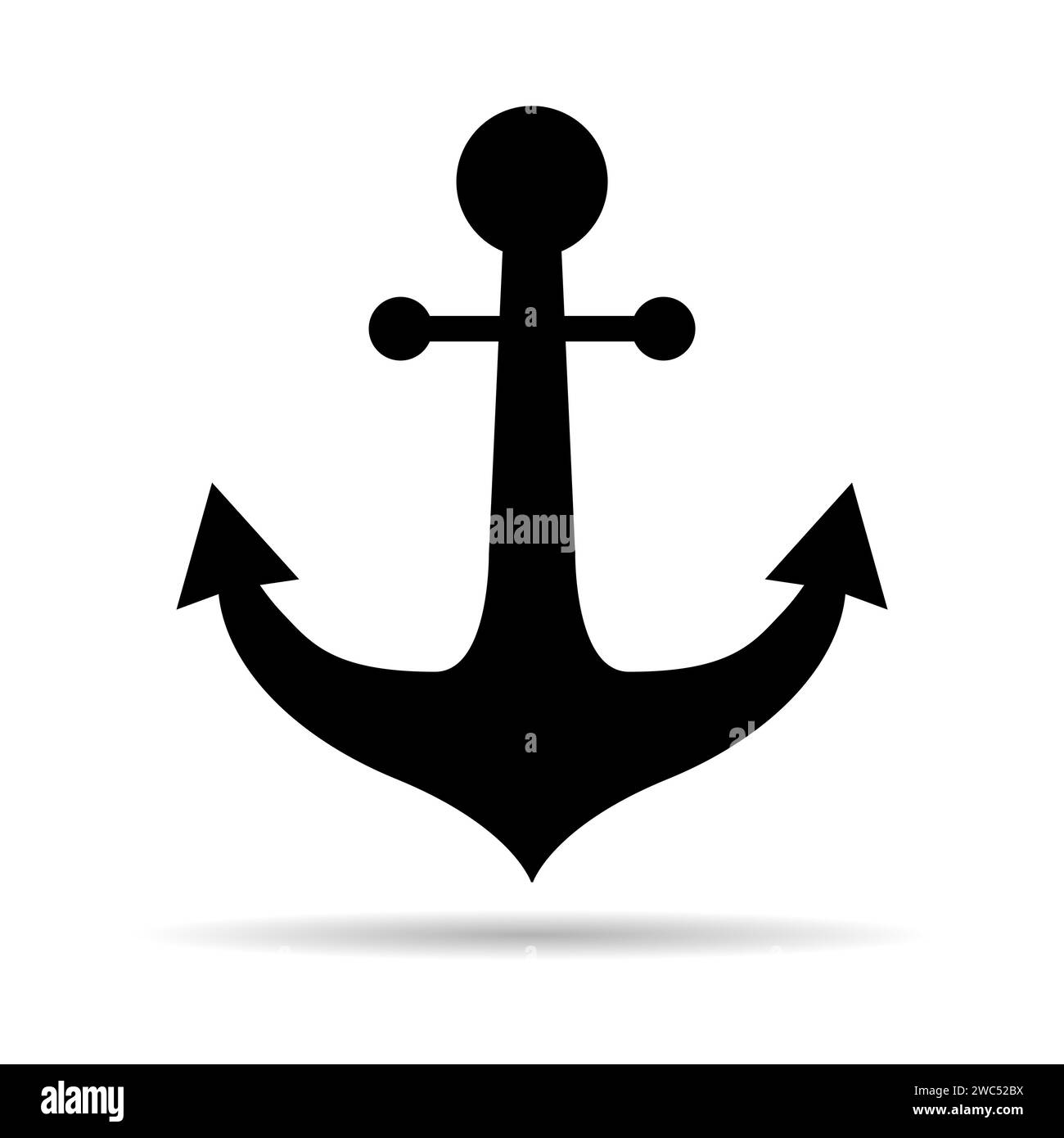 Anchor marine old shadow icon, ship security object element, vector ...