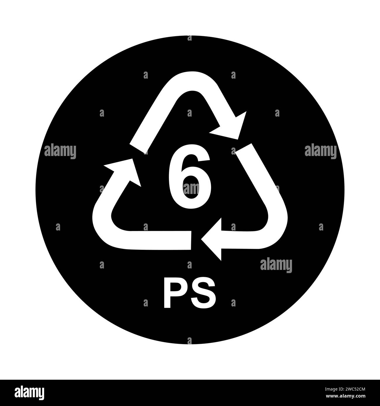 Plastic symbol, ecology recycling sign isolated on white background ...