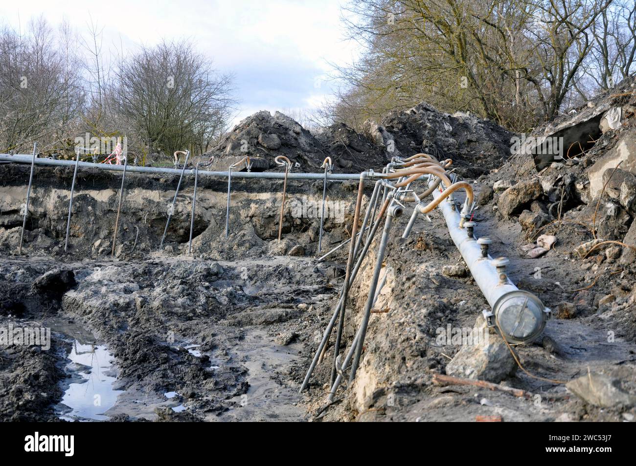 Water reduction system to lower the groundwater level Stock Photo - Alamy