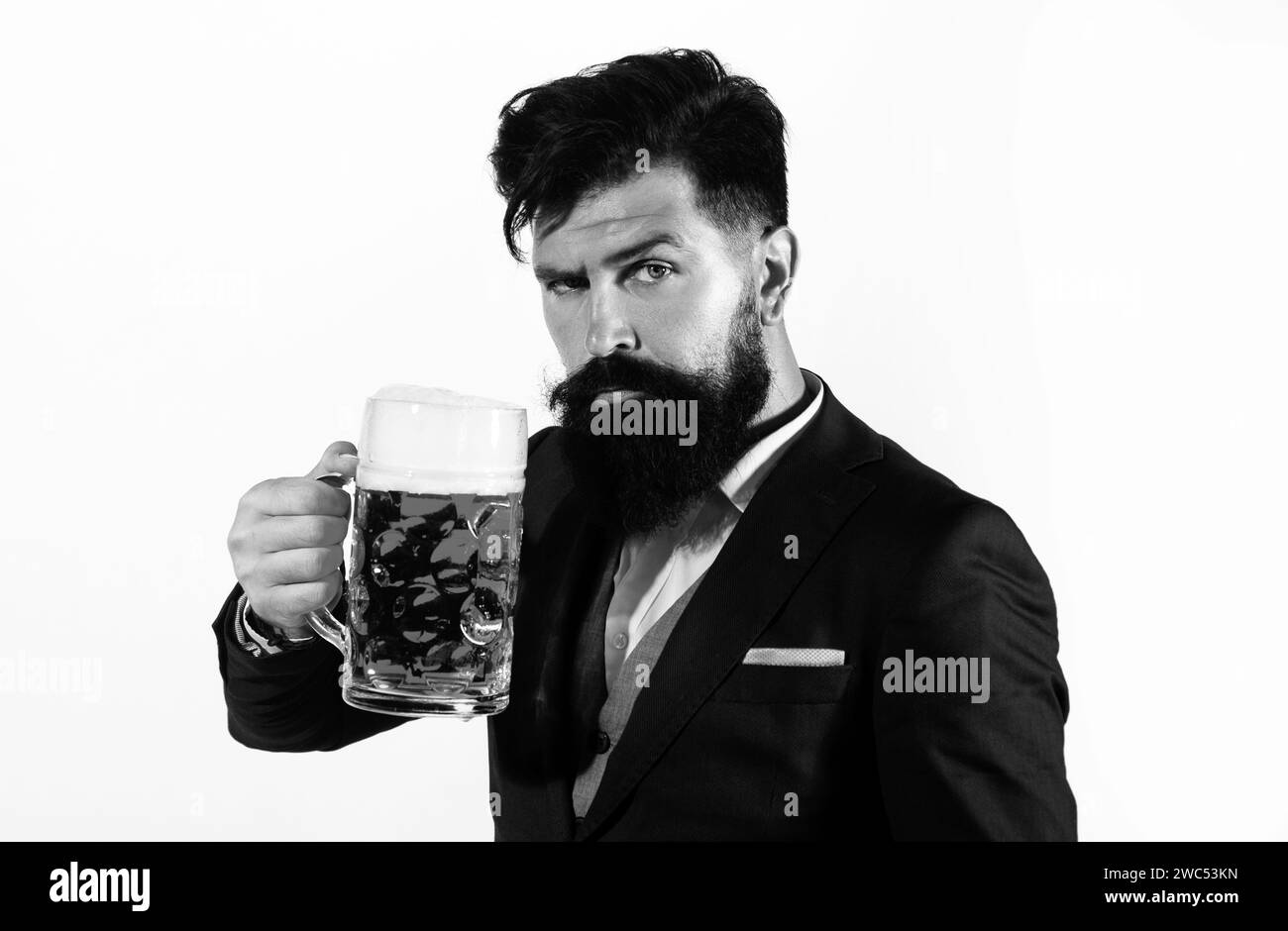 Cup man beard Black and White Stock Photos & Images - Alamy