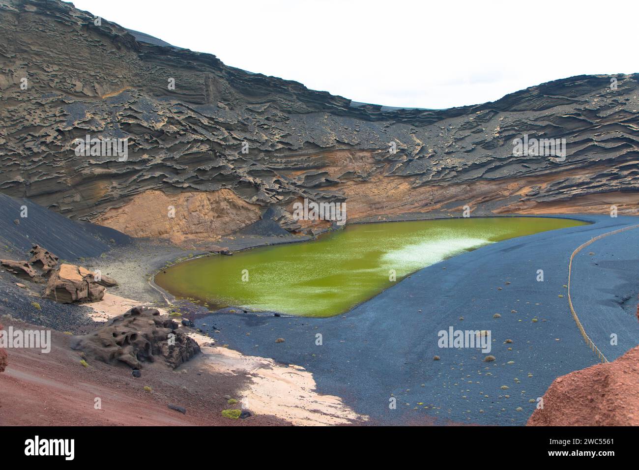 Beautiful view of El Lago Verde. Green lagoon with Atlantic ocean sea ...