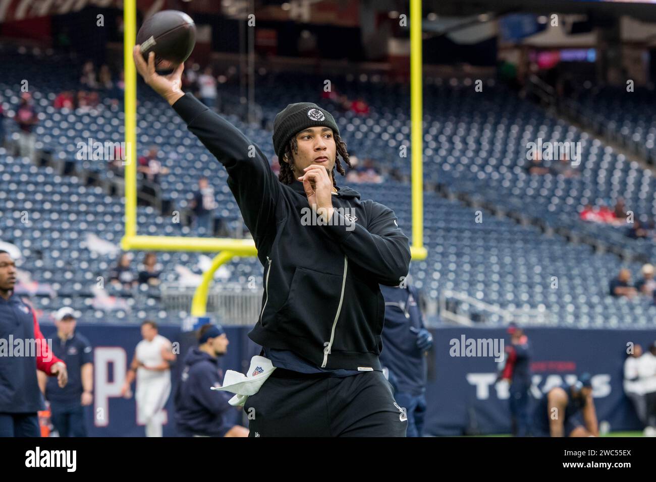 January 13, 2024: Houston Texans quarterback C.J. Stroud warms up prior ...