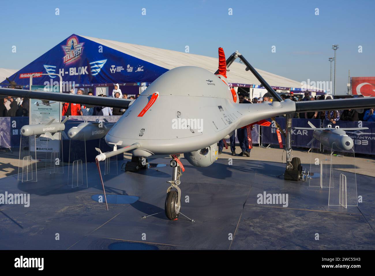 ISTANBUL, TURKIYE - MAY 01, 2023: Baykar Bayraktar TB3 display in ...