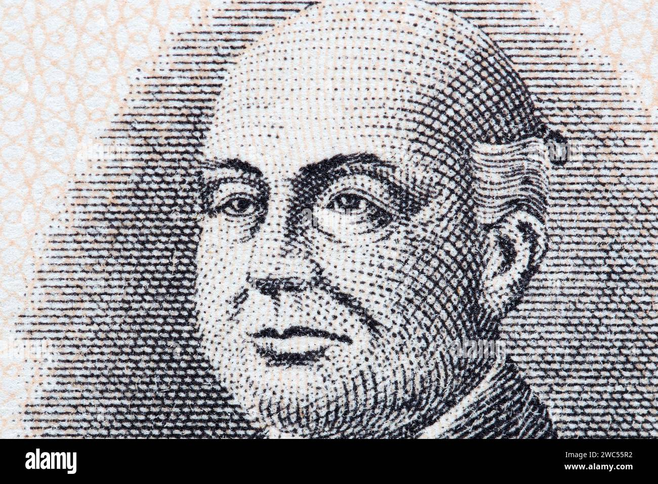 Ninomiya Sontoku a closeup portrait from old Japanese yen Stock Photo ...