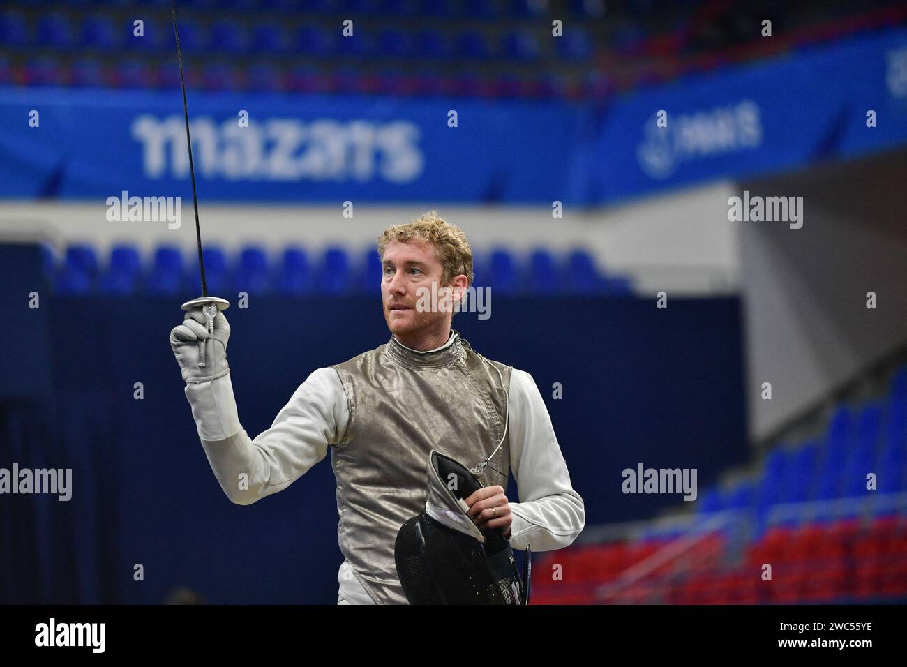 Paris, France. 14th Jan, 2024. France's foilist JULIEN MERTINE ...