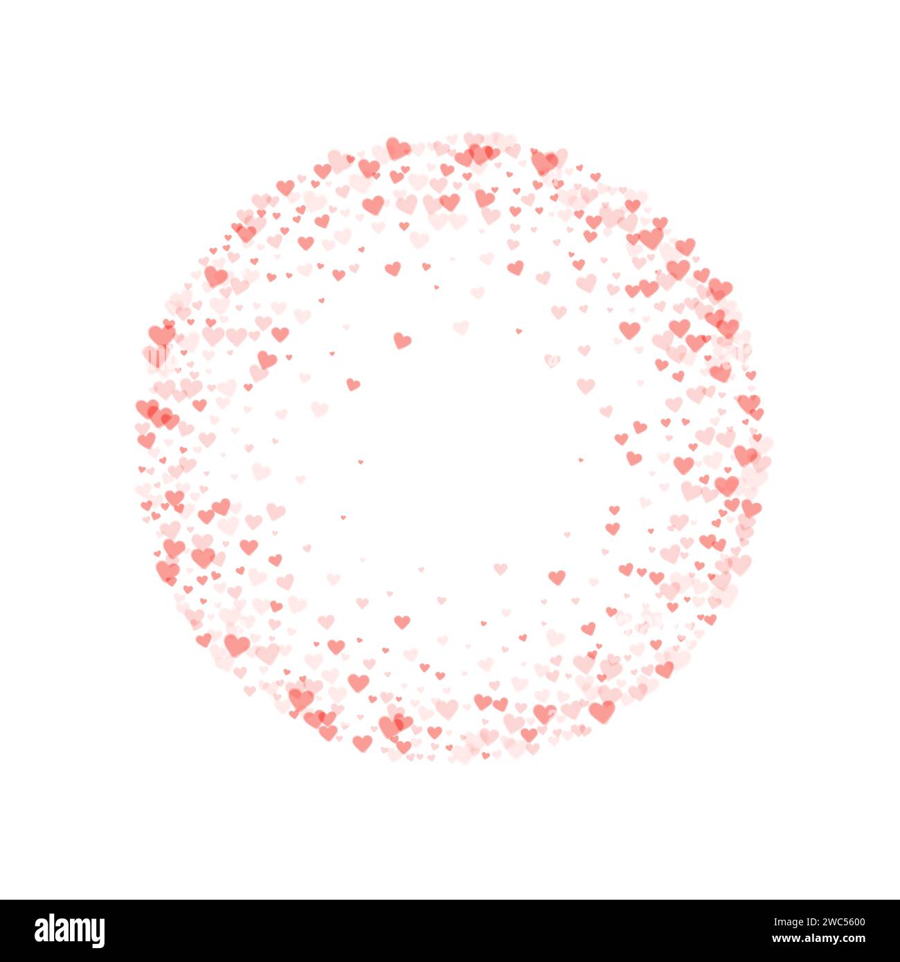 Valentine hearts, flying, falling down, floating. Red hearts scattered ...