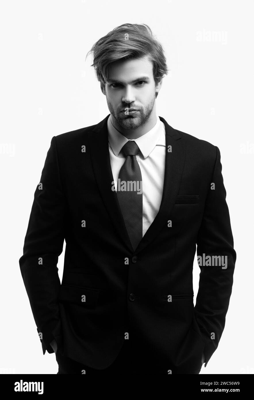 Business people. Portrait of happy smiling young businessman, isolated ...