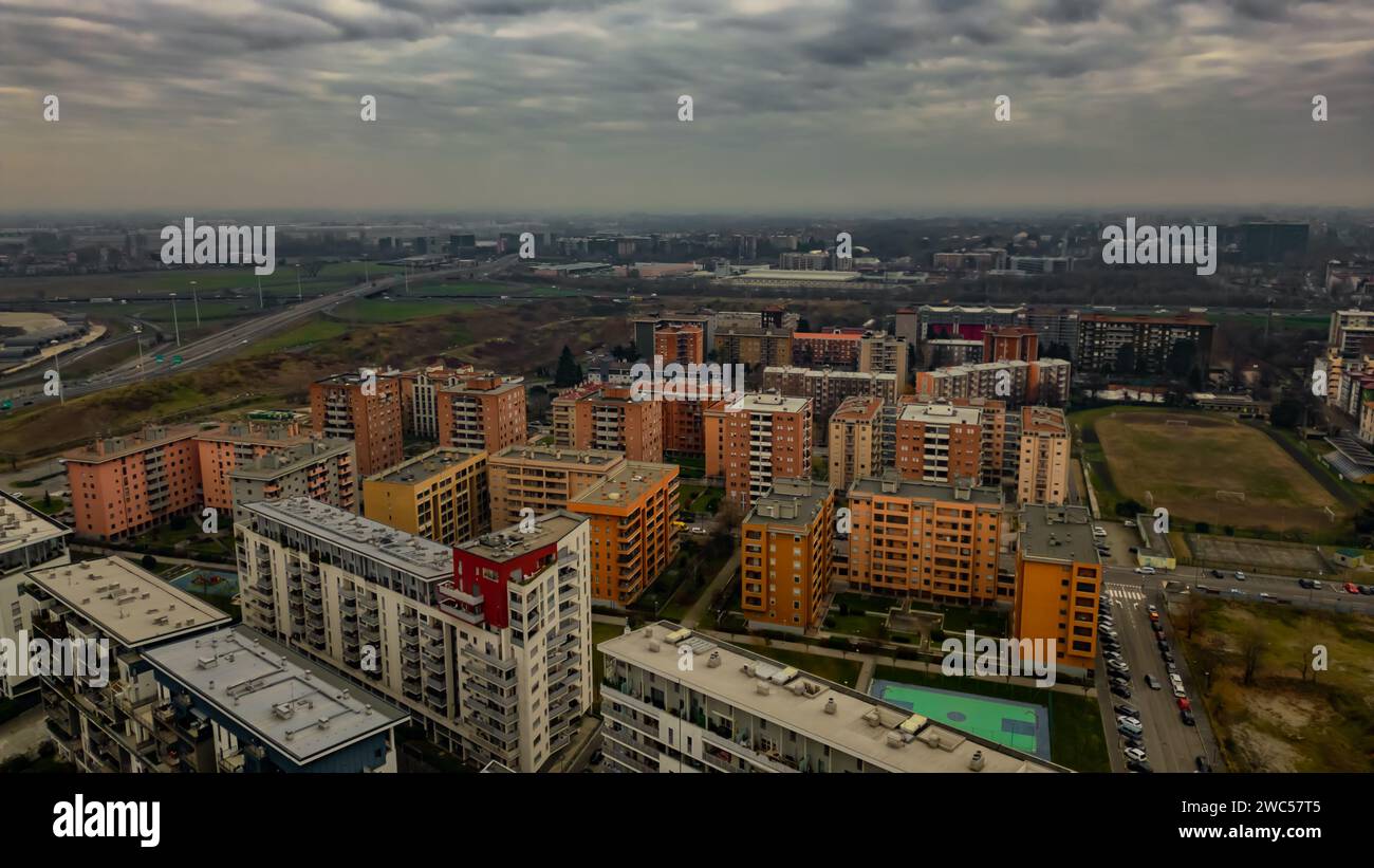 Aerial photography Santa Giulia, Milan, Italy 3.01.2023 residential ...