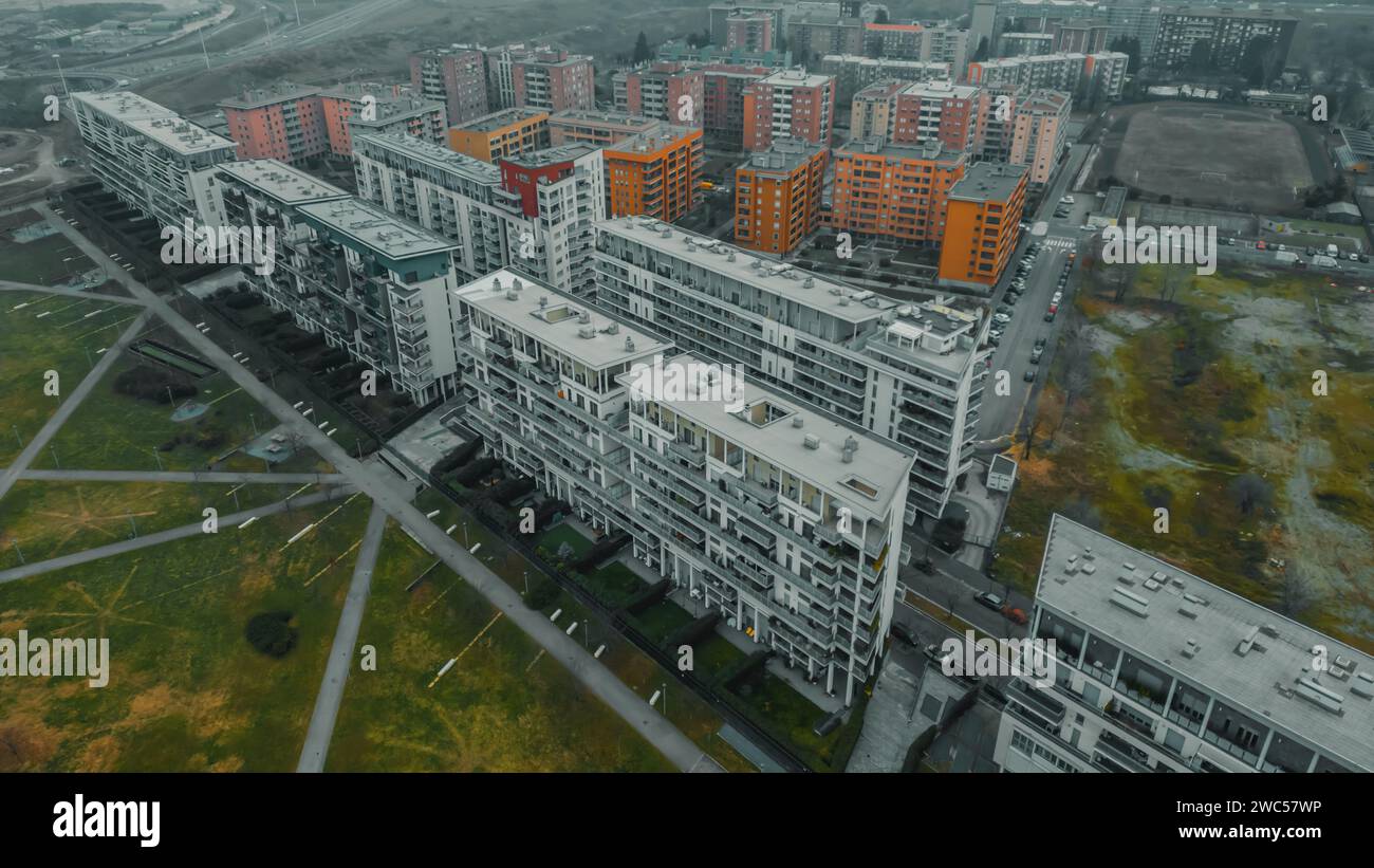 Aerial photography Santa Giulia, Milan, Italy 3.01.2023 residential ...