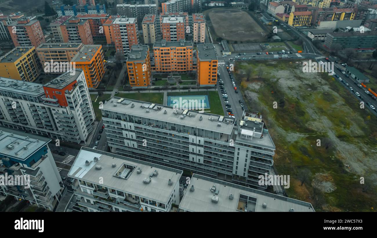 Aerial photography Santa Giulia, Milan, Italy 3.01.2023 residential ...