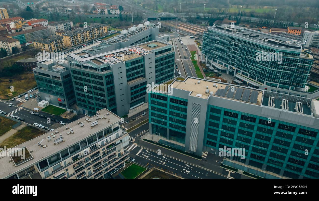Aerial photography Santa Giulia, Milan, Italy 3.01.2023 residential ...