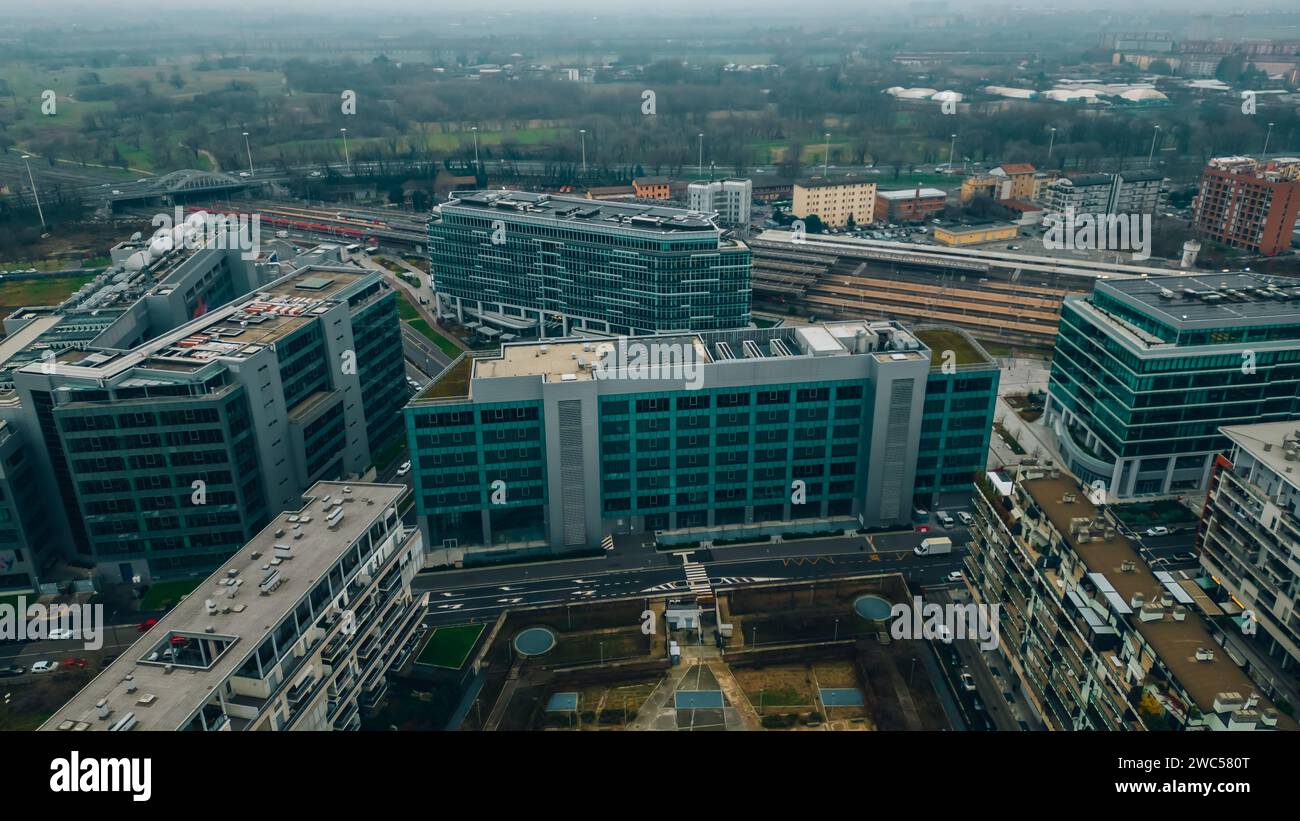 Aerial photography Santa Giulia, Milan, Italy 3.01.2023 residential ...