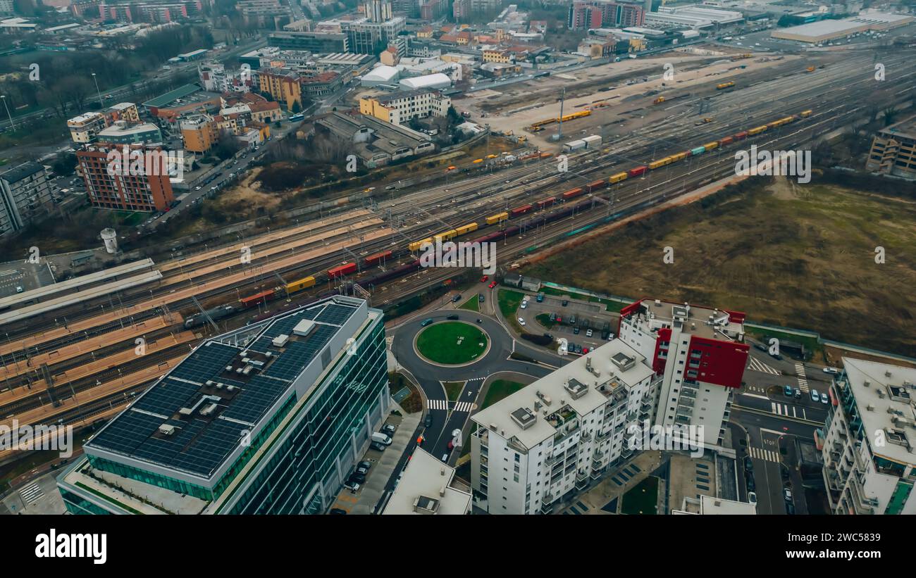 Aerial photography Santa Giulia, Milan, Italy 3.01.2023 residential ...
