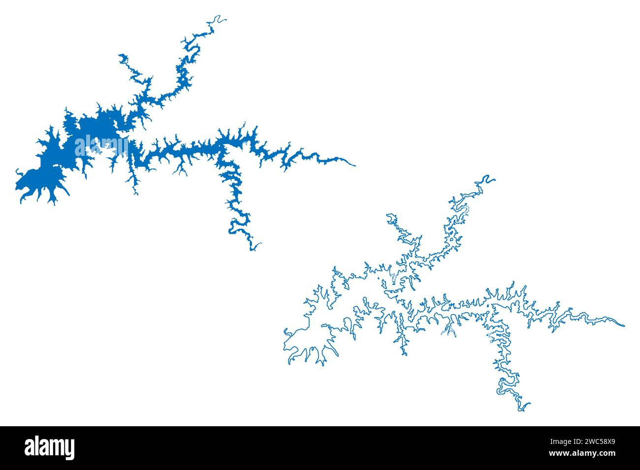Itumbiara Lake (Federative Republic of Brazil) map vector illustration ...