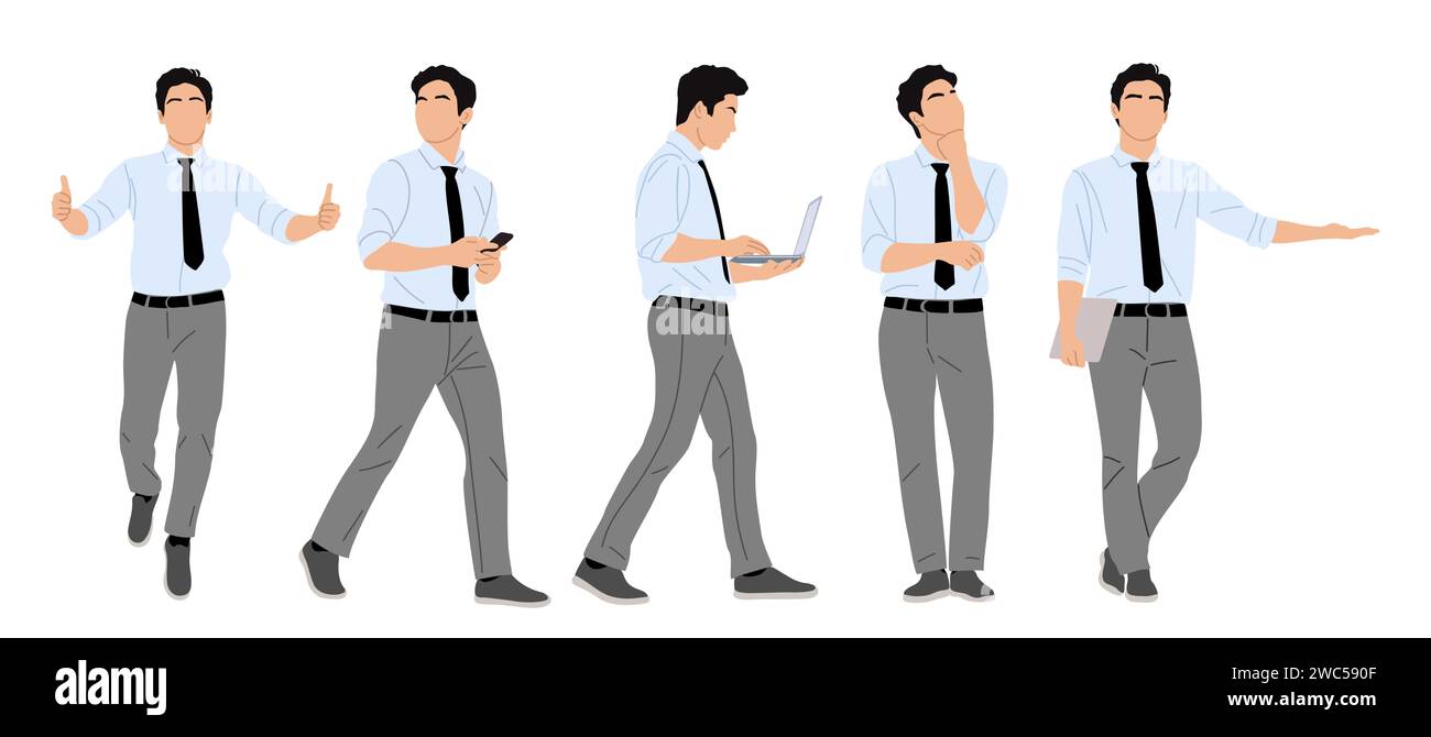 Set of Businessman character in different poses Stock Vector Image ...