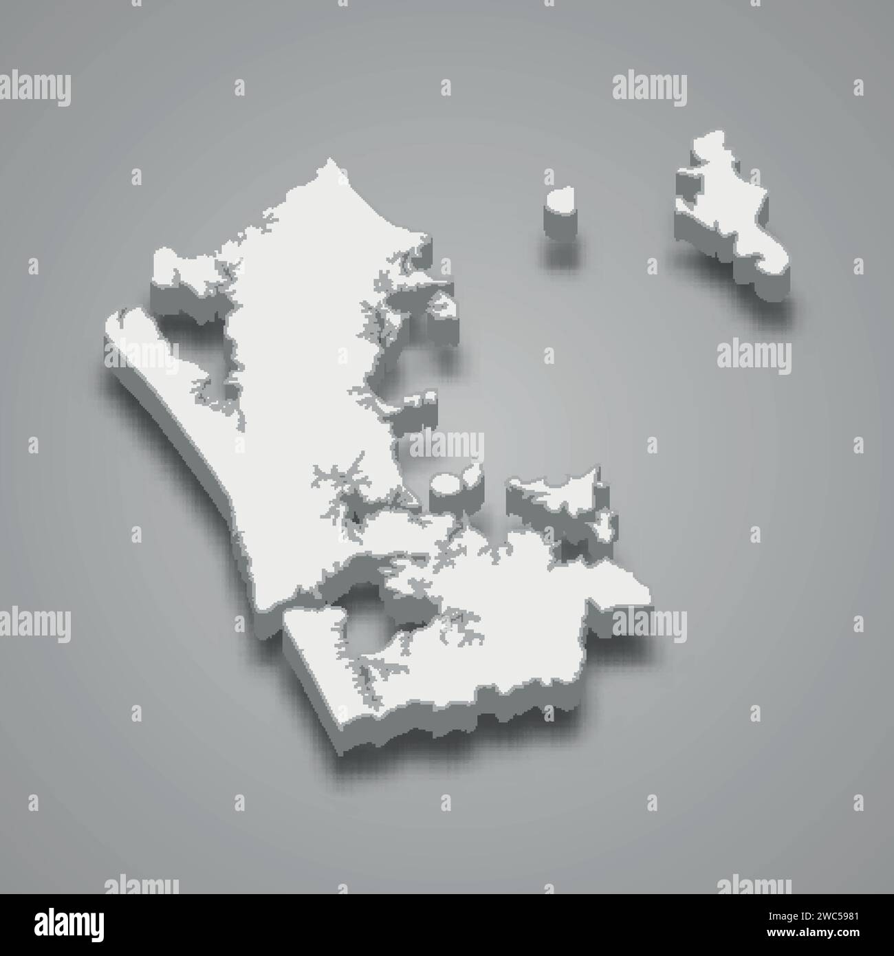 3d isometric map of Auckland is a region of New Zealand, vector illustration Stock Vector Image ...