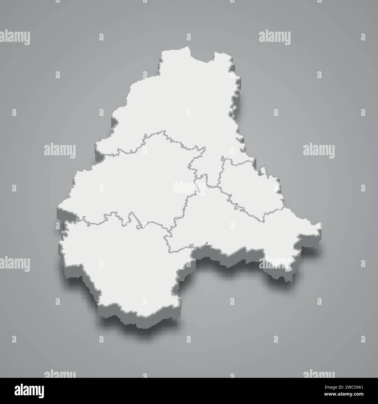 3d isometric map of Diekirch is a district of Luxembourg, vector ...