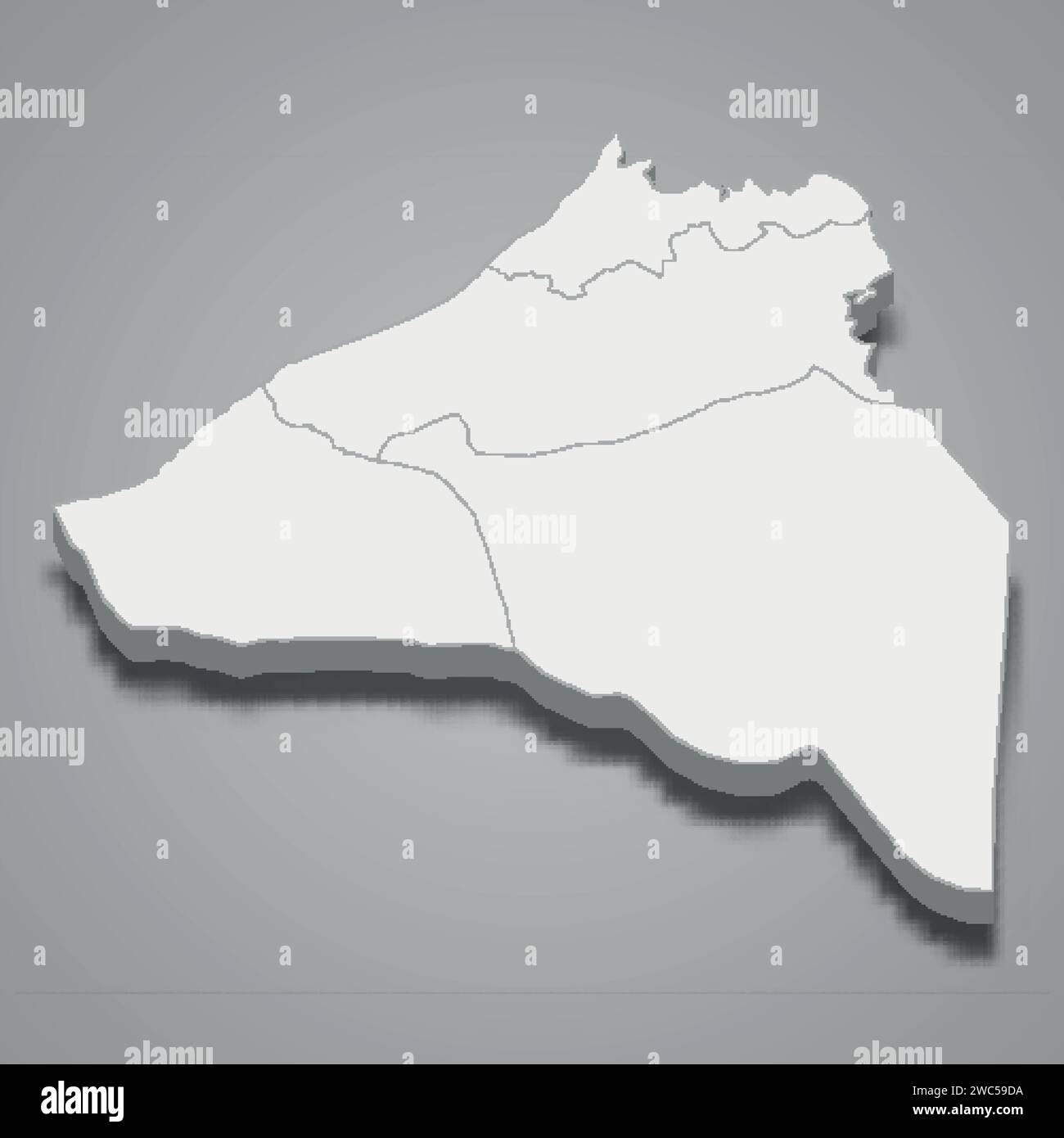 3d isometric map of Guelmim-Oued Noun is a region of Morocco, vector ...