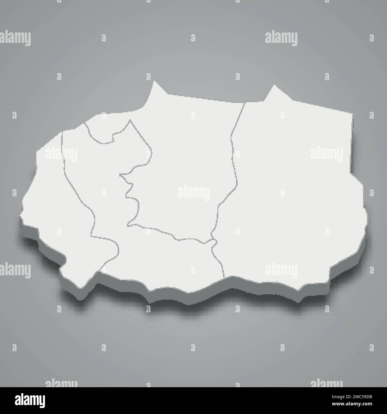 3d isometric map of Kaffrine is a region of Senegal, vector ...