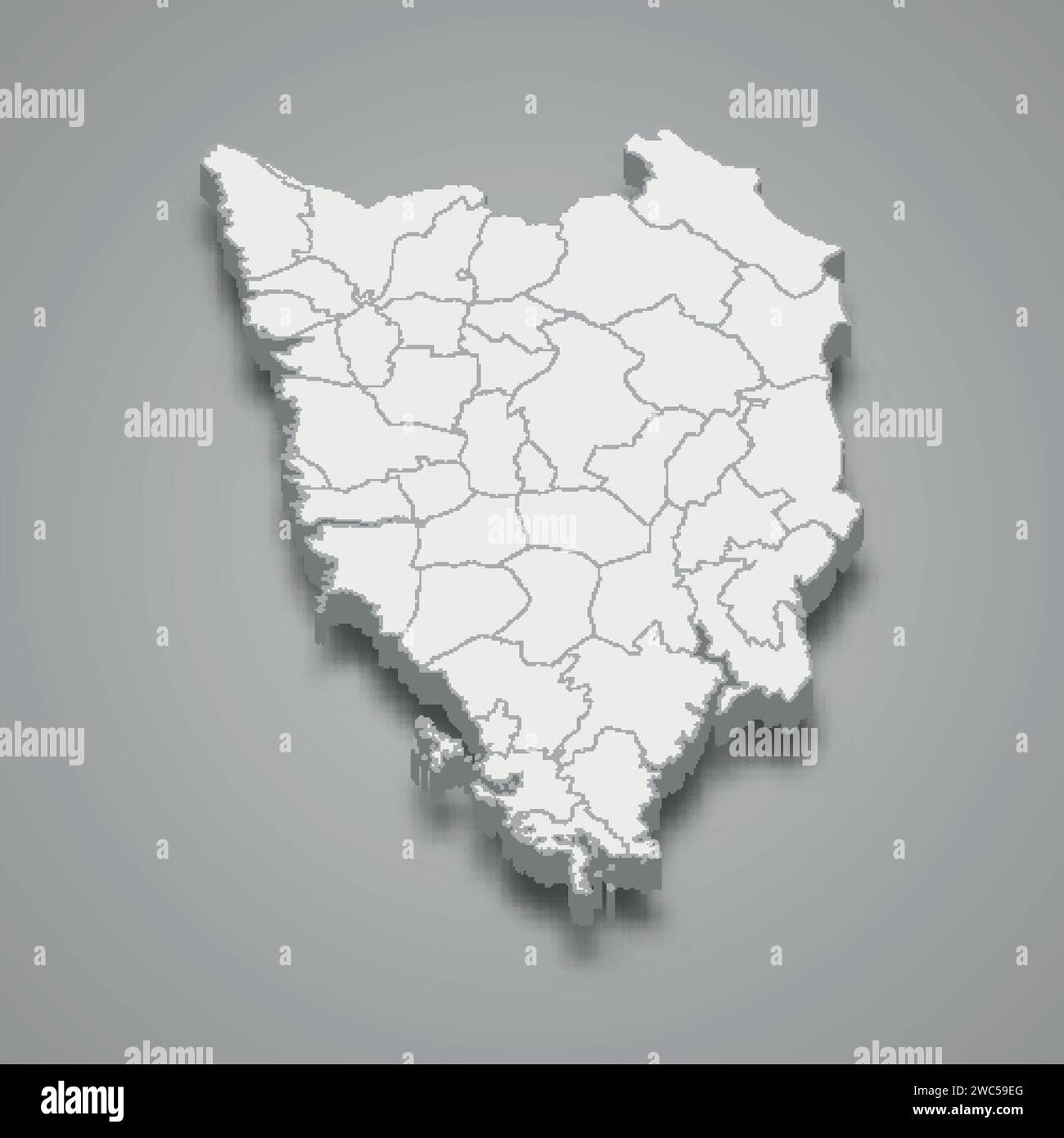 3d isometric map of Istria is a county of Croatia, vector illustration ...