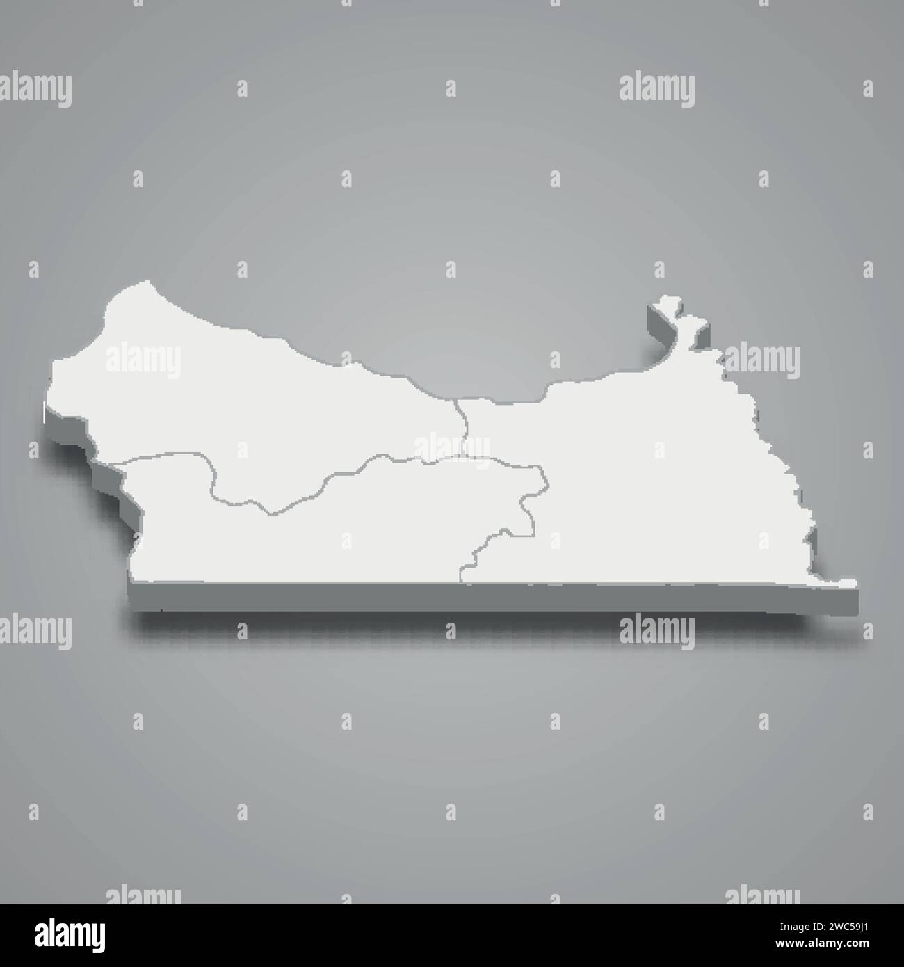 3d isometric map of Kolda is a region of Senegal, vector illustration ...