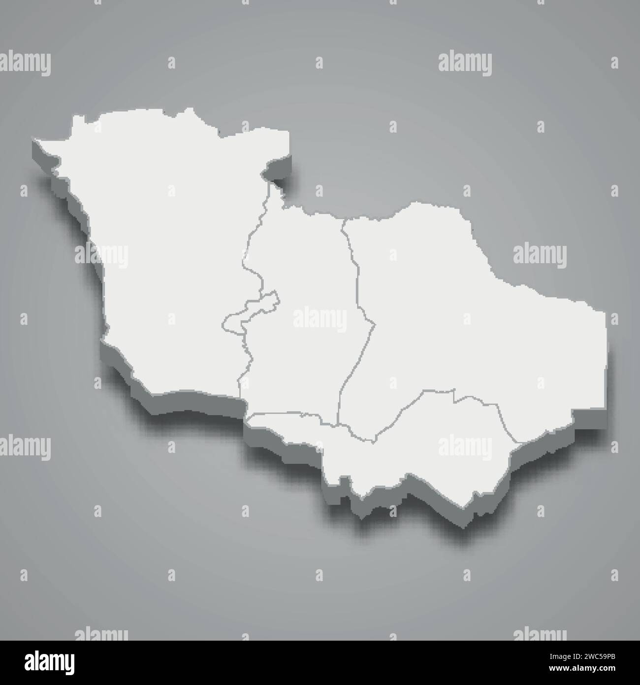 3d isometric map of Katavi is a region of Tanzania, vector illustration ...