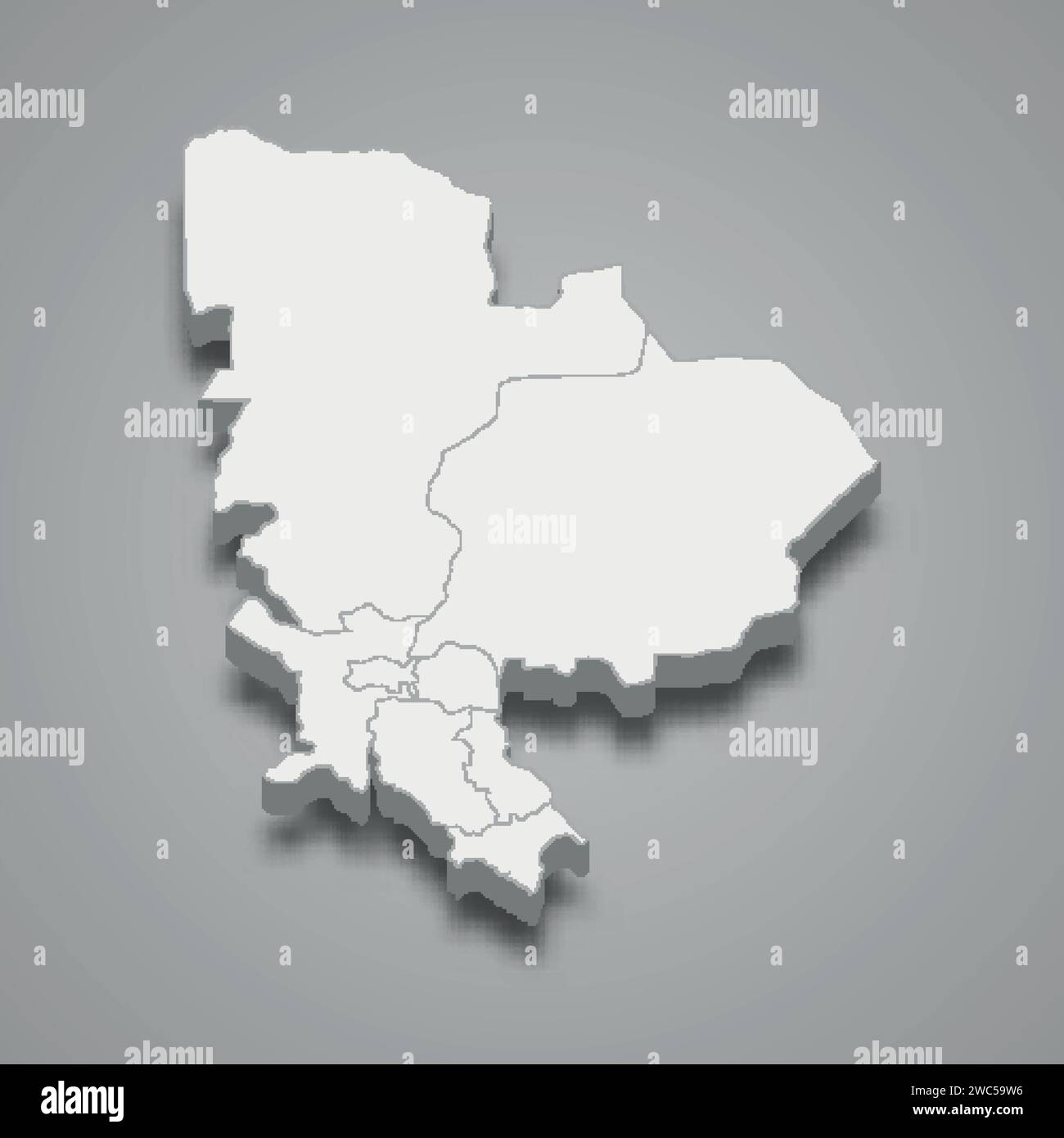 3d isometric map of Mbeya is a region of Tanzania, vector illustration ...