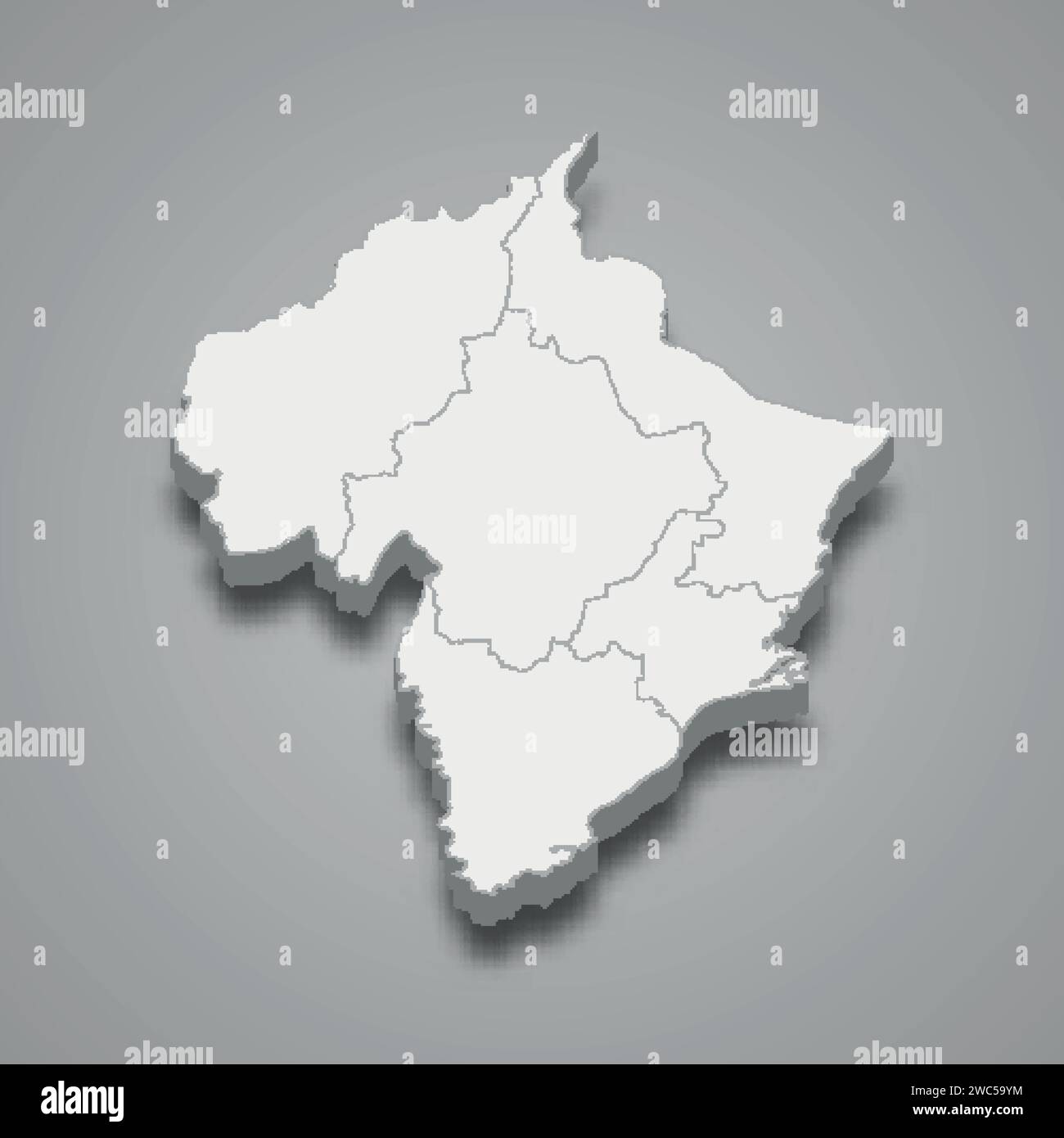 3d isometric map of Otago is a region of New Zealand, vector ...