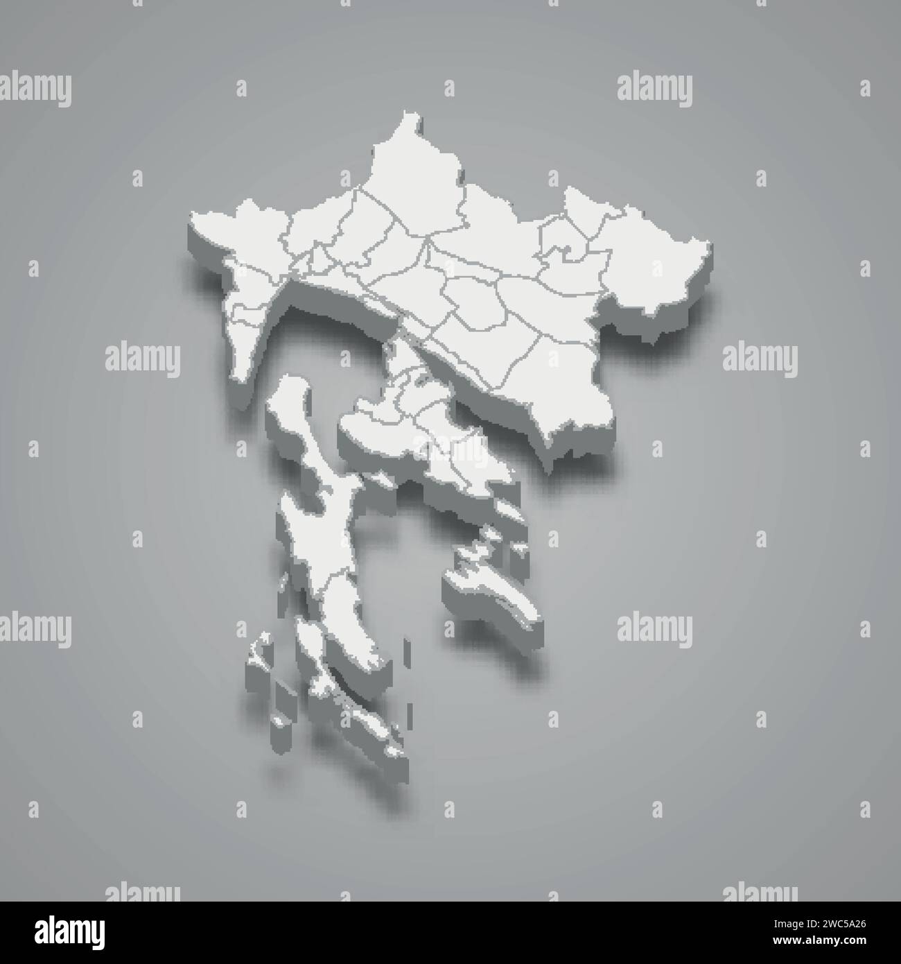3d isometric map of Primorje-Gorski Kotar is a county of Croatia ...