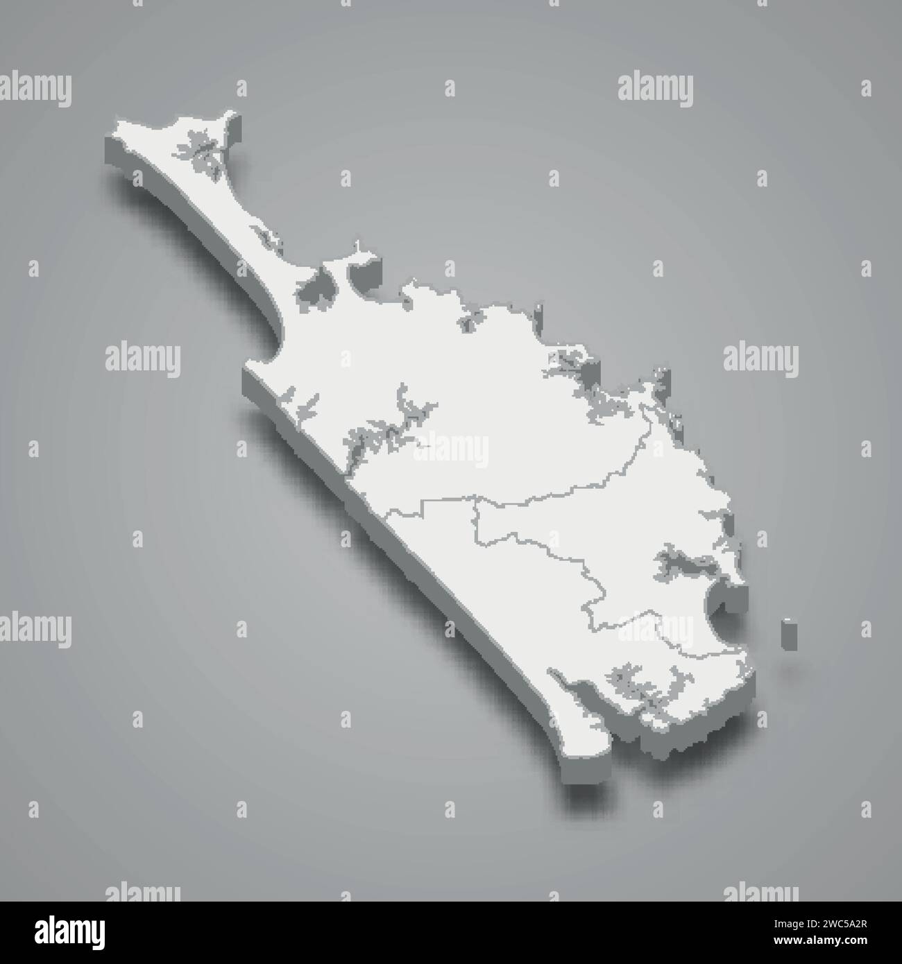 3d isometric map of Northland is a region of New Zealand, vector ...