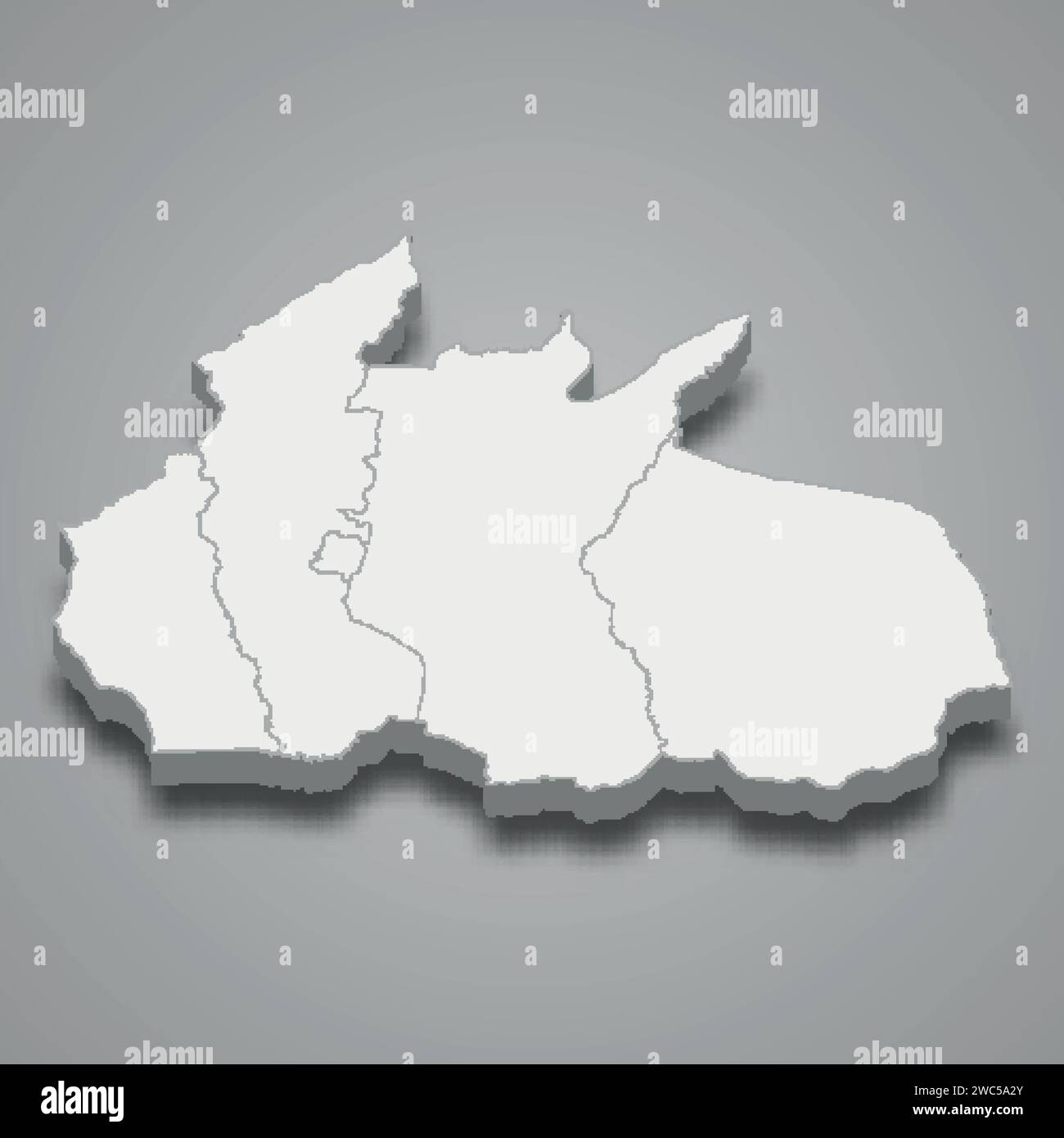 3d isometric map of Ruvuma is a region of Tanzania, vector illustration ...