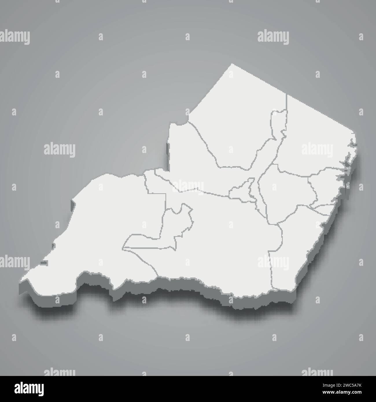 3d isometric map of Tanga is a region of Tanzania, vector illustration ...