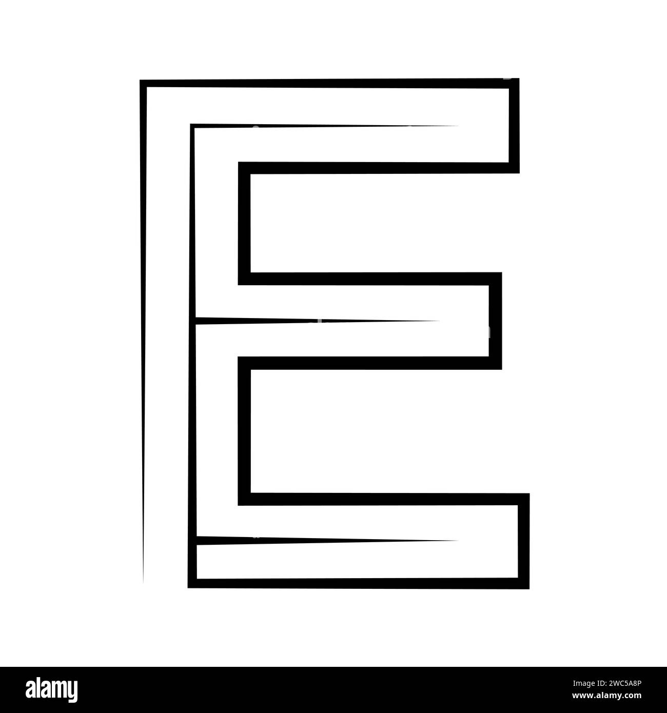 E logo studio, letter e one line icon logotype font Stock Vector Image ...