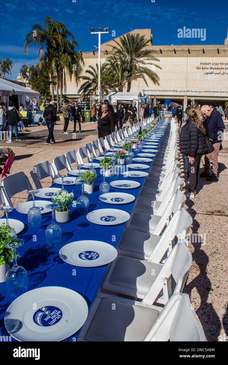 Tel Aviv, Israel - January 13, 2024 The “Bring Them Home Now” team set ...