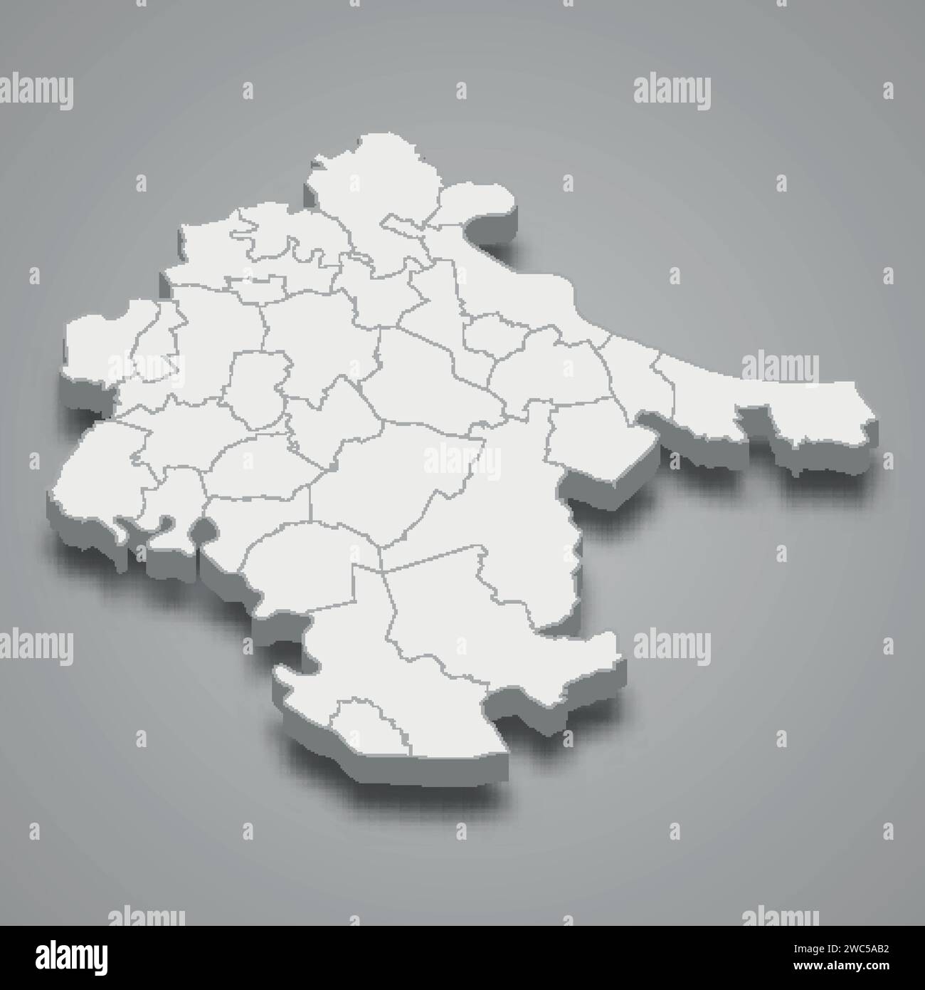3d isometric map of Vukovar-Syrmia is a county of Croatia, vector ...