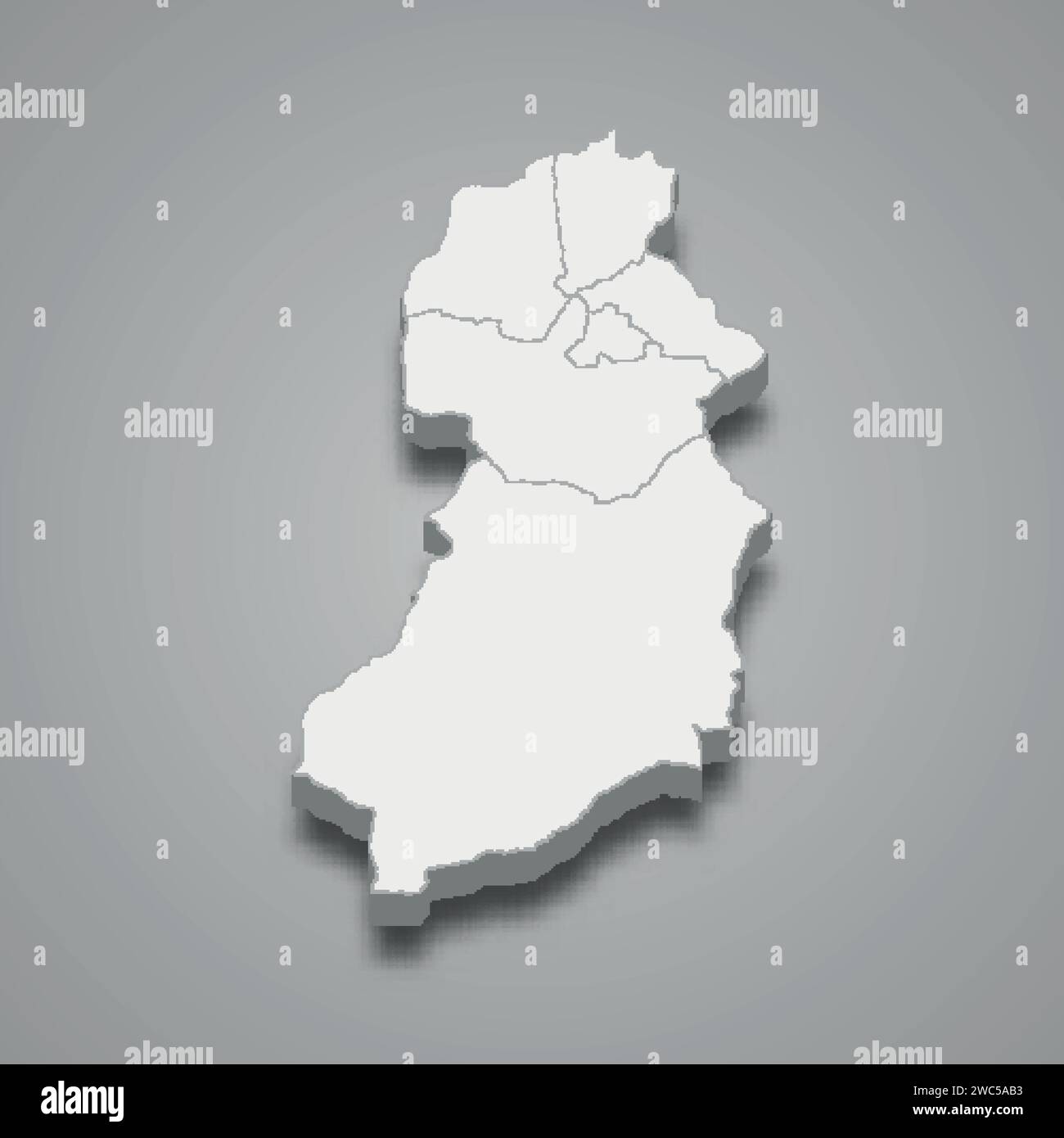 3d isometric map of Singida is a region of Tanzania, vector ...