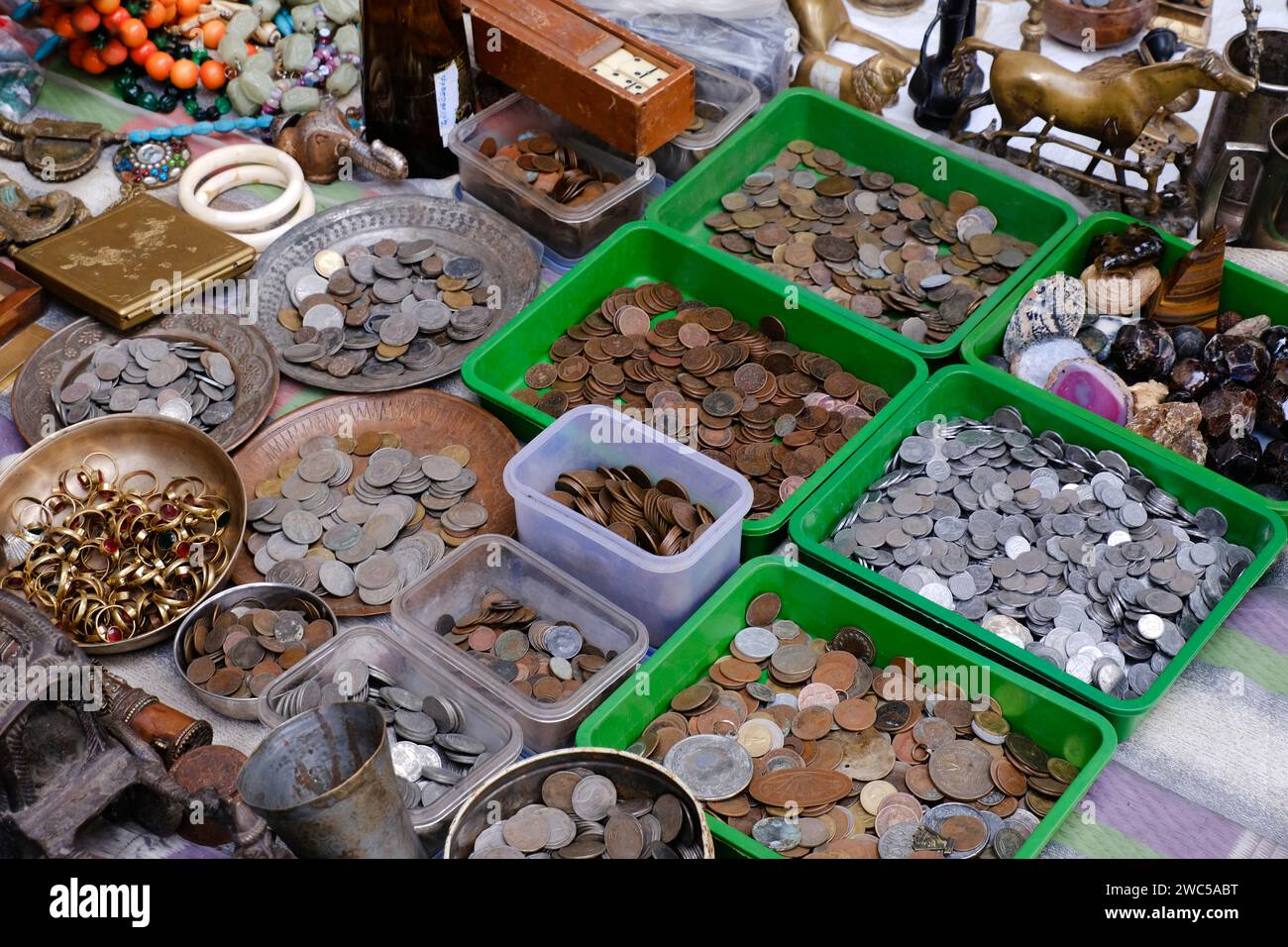 22 December 2023, Old Coins for sale at outdoor market during old Coins ...