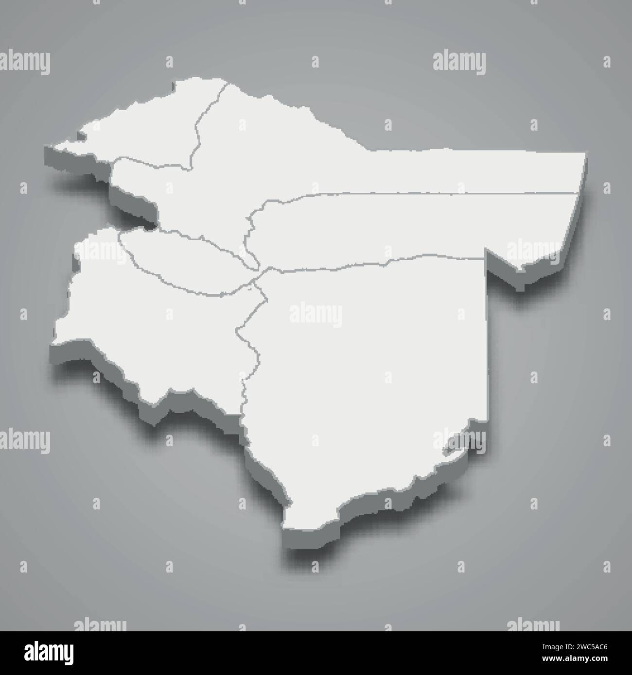 3d isometric map of Simiyu is a region of Tanzania, vector illustration ...