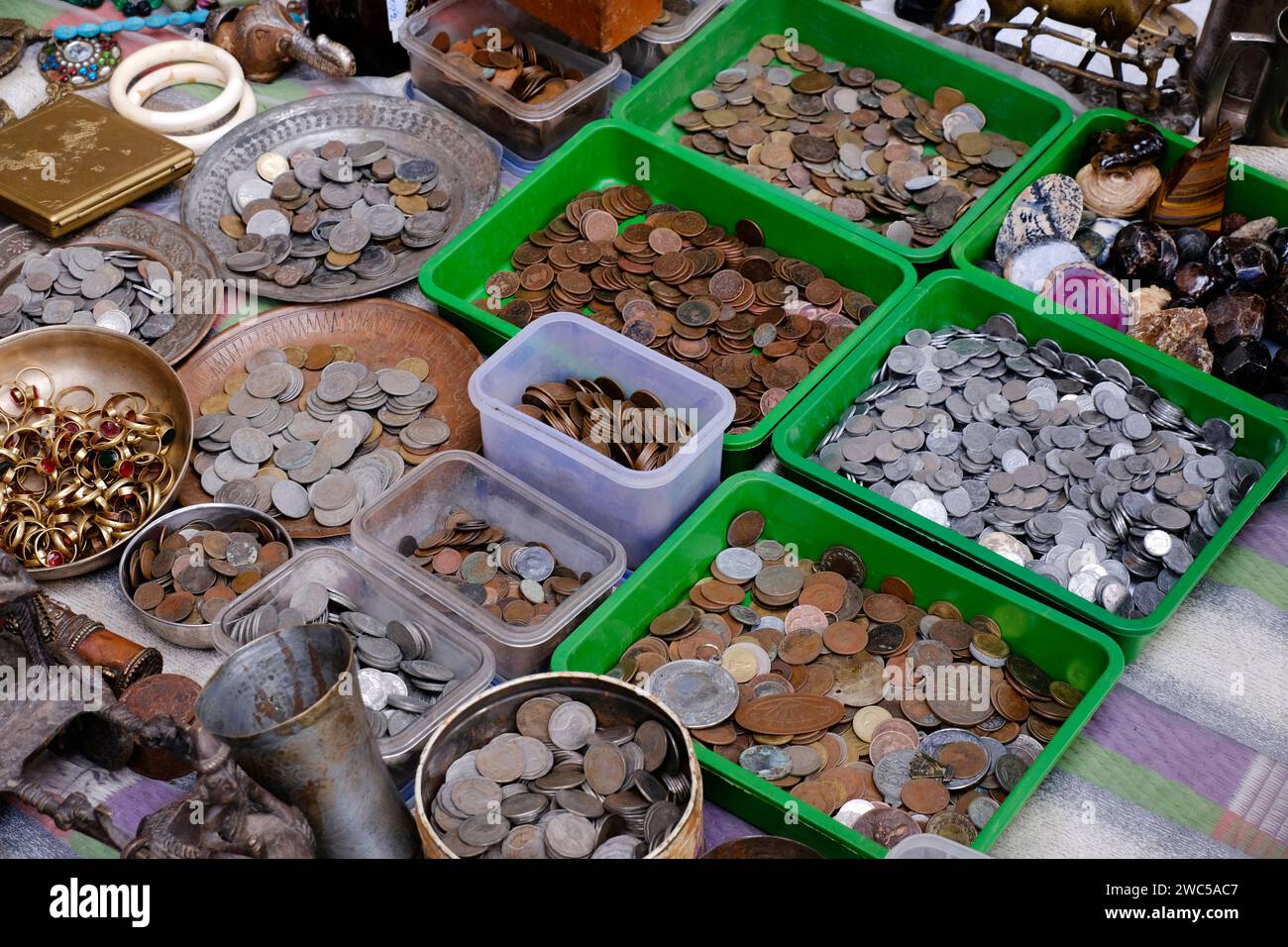 22 December 2023, Old Coins for sale at outdoor market during old Coins ...