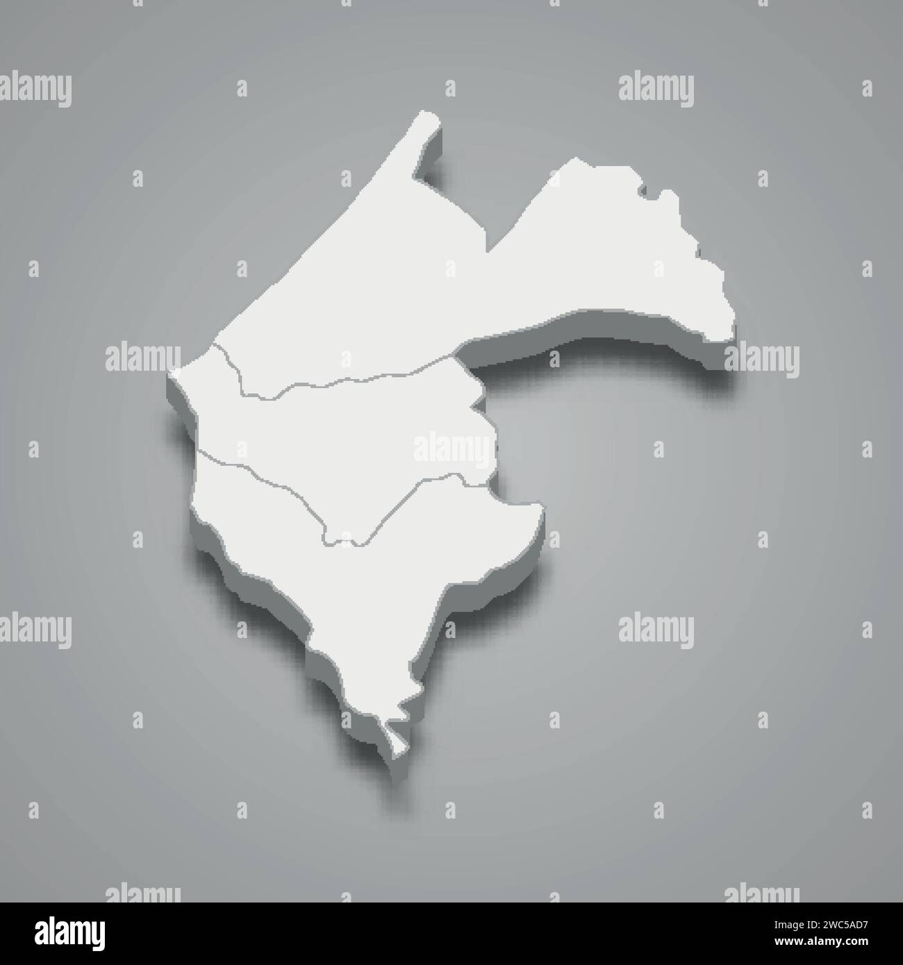 3d isometric map of Thies is a region of Senegal, vector illustration ...